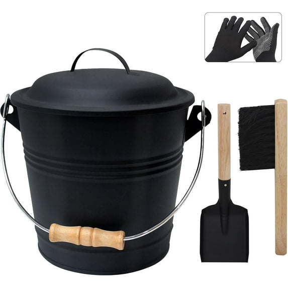 Ash Bucket with Lid, Small Fireplace Ash Bucket with Lid and Shovel, 1. ...