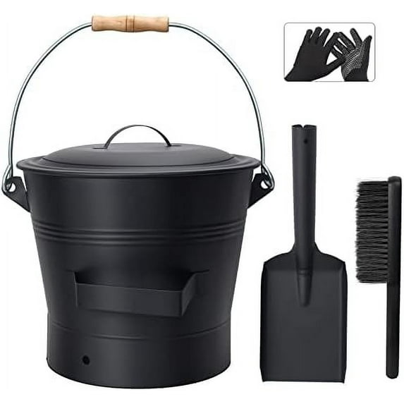 Ash Bucket with Lid, 2.6 Gallon Fireplace Ash Bucket with Shovel and ...