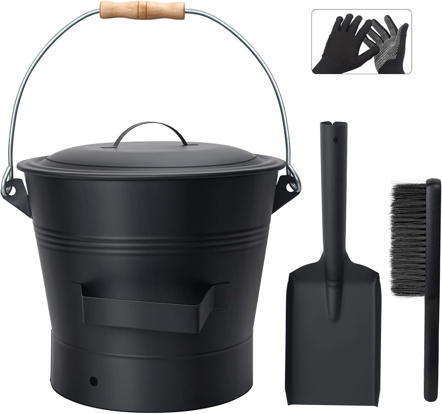 Ash Bucket with Lid, 2.6 Gallon Fireplace Ash Bucket with Shovel and ...