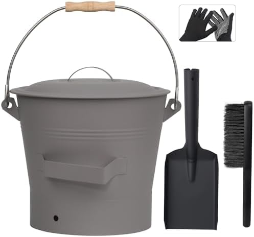 Ash Bucket with Lid, 2.6 Gallon Fireplace Ash Bucket with Shovel and ...