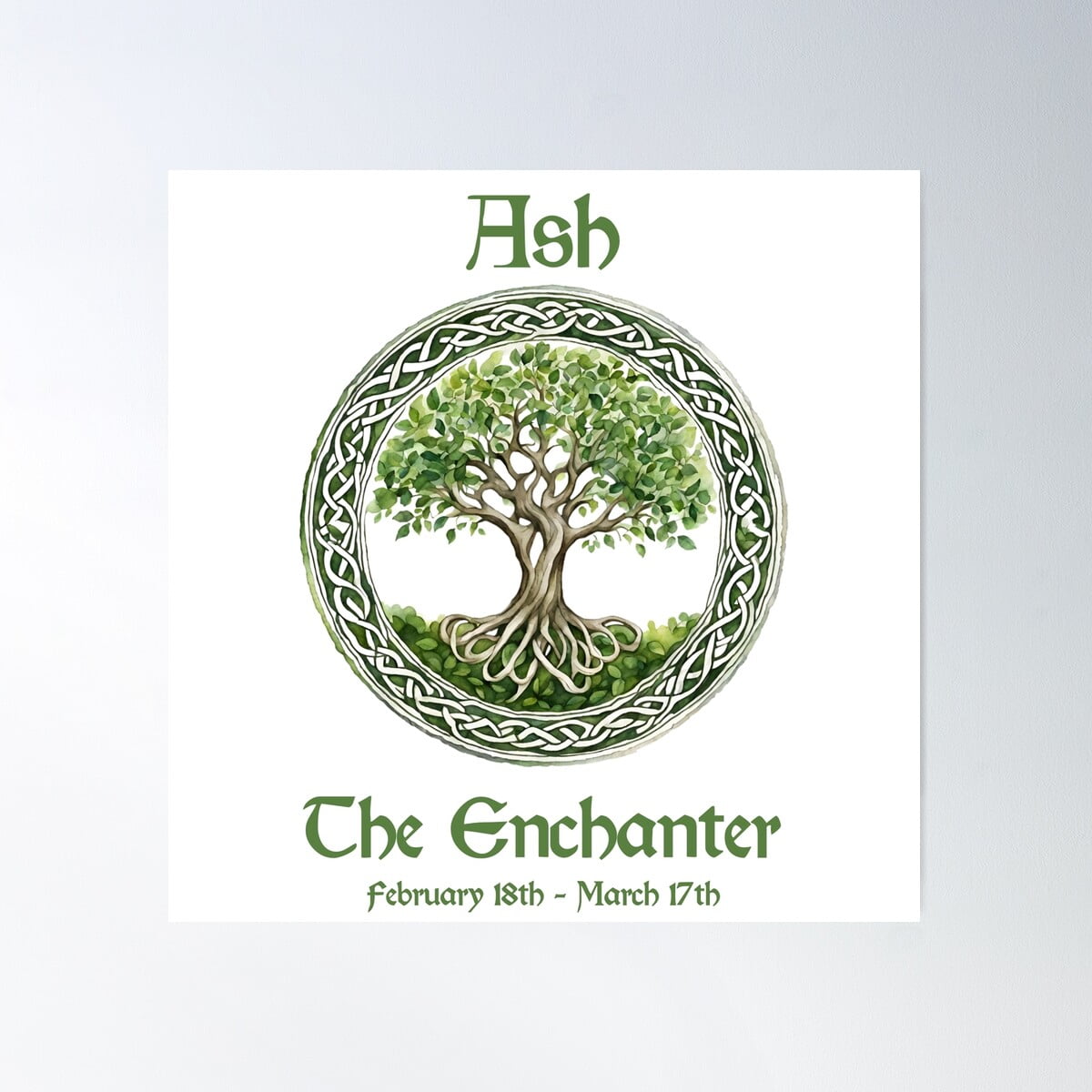 Ash Celtic Birth Tree Poster Wall Art, Modern Wall Decor For Living ...