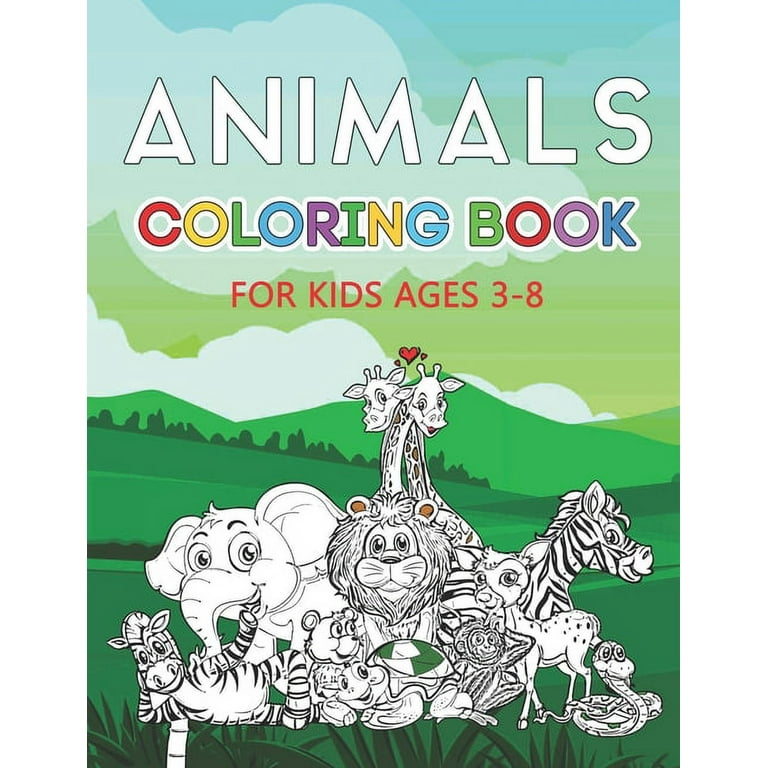 kids animal coloring book cover