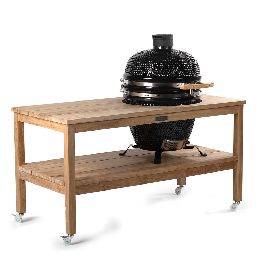 Ash & Ember 18" Kamado Grill Kit with Grade A Teak Table, Spacious ...
