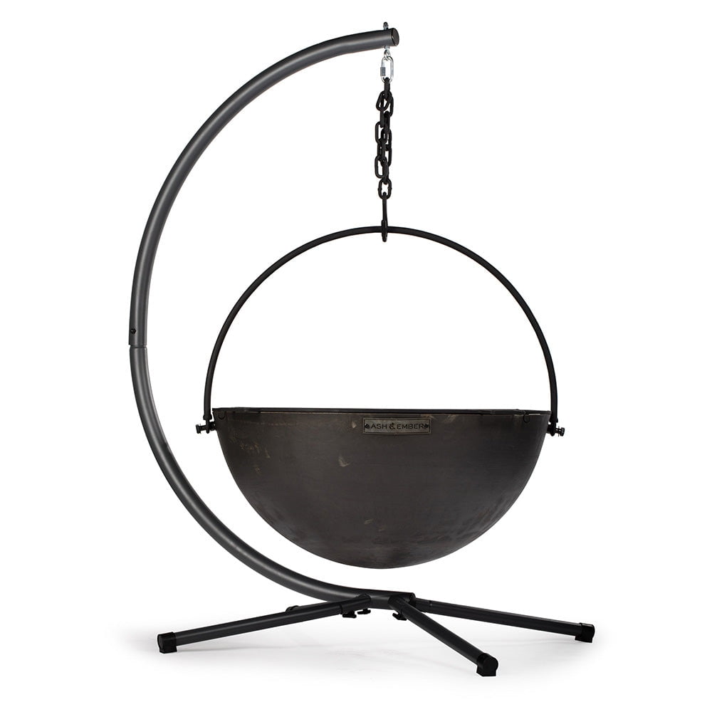 Ash & Ember 42" Cast Iron Cauldron Fire Pit Bowl with Double Hinged ...