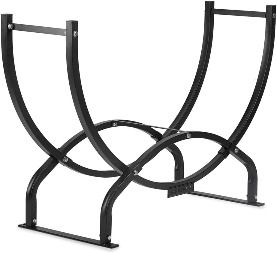 Ash & Ember 5 ft Crescent Firewood Rack, Curved Two-Level Design ...