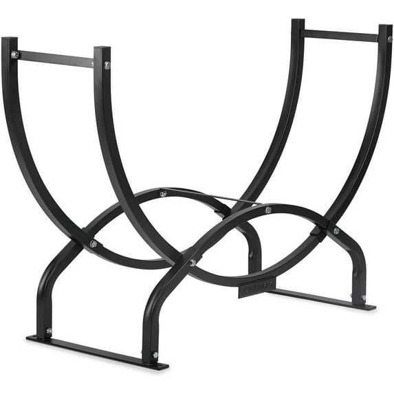Ash & Ember 5 ft Crescent Firewood Rack, Curved Two-Level Design ...