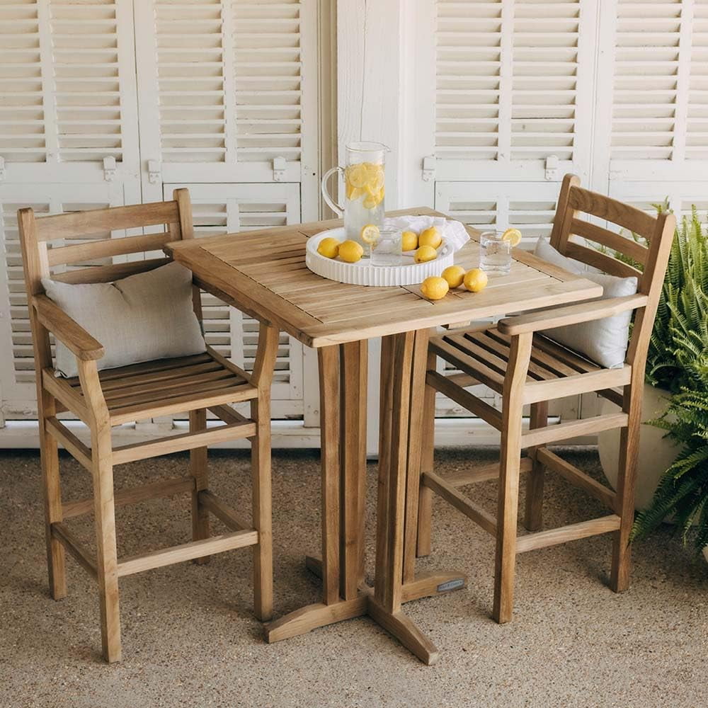 Ash & Ember Acadia Grade A Teak 35" Square Bar Table, Weather Resistant ...