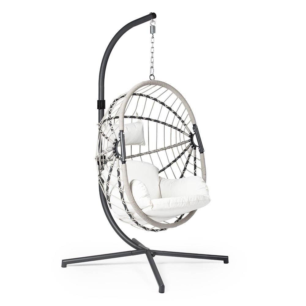 Ash & Ember Caspian Patio Rattan Wicker Hanging Basket Chair with Steel ...