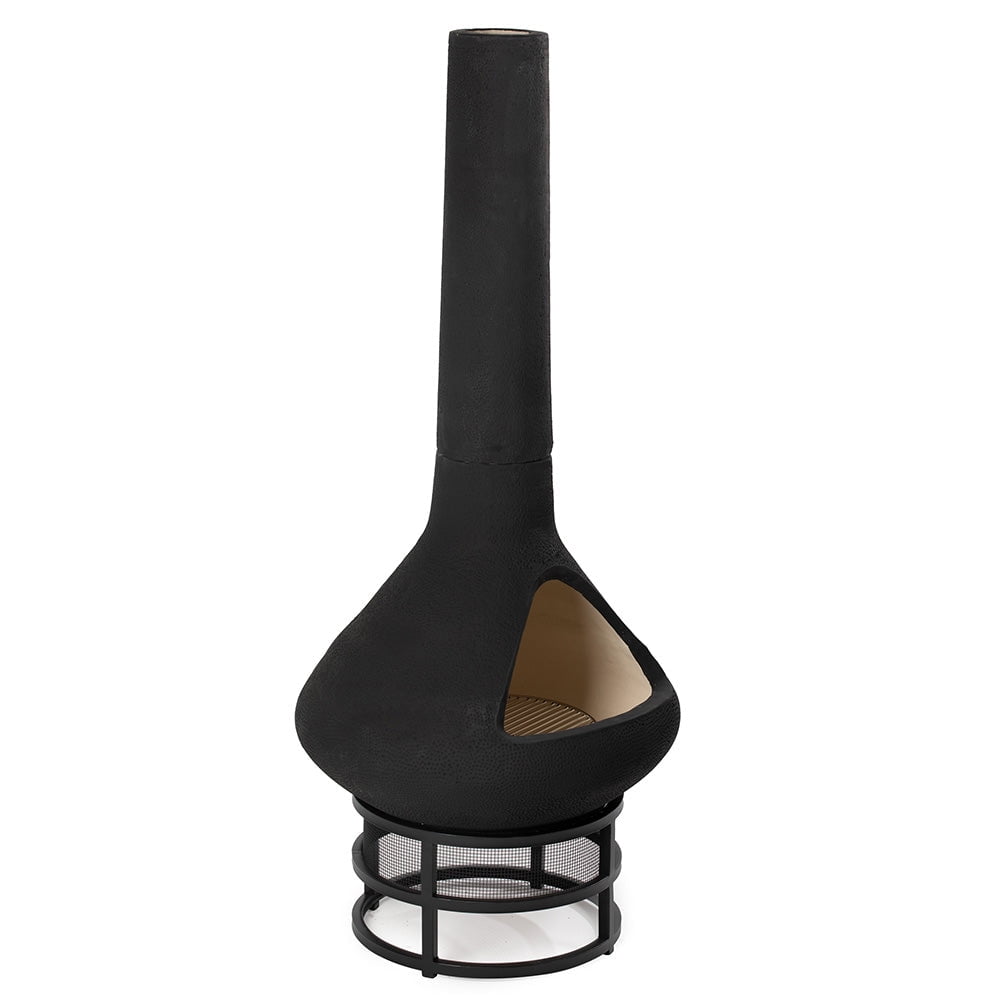 Ash & Ember Ceramic Chiminea Fire Pit with Stand, Smoke-Reducing ...