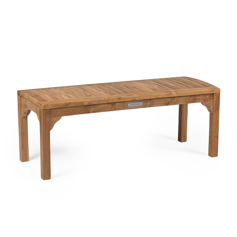 Ash & Ember Grade A Teak 47" Marley Backless Outdoor Patio Bench, Spa ...