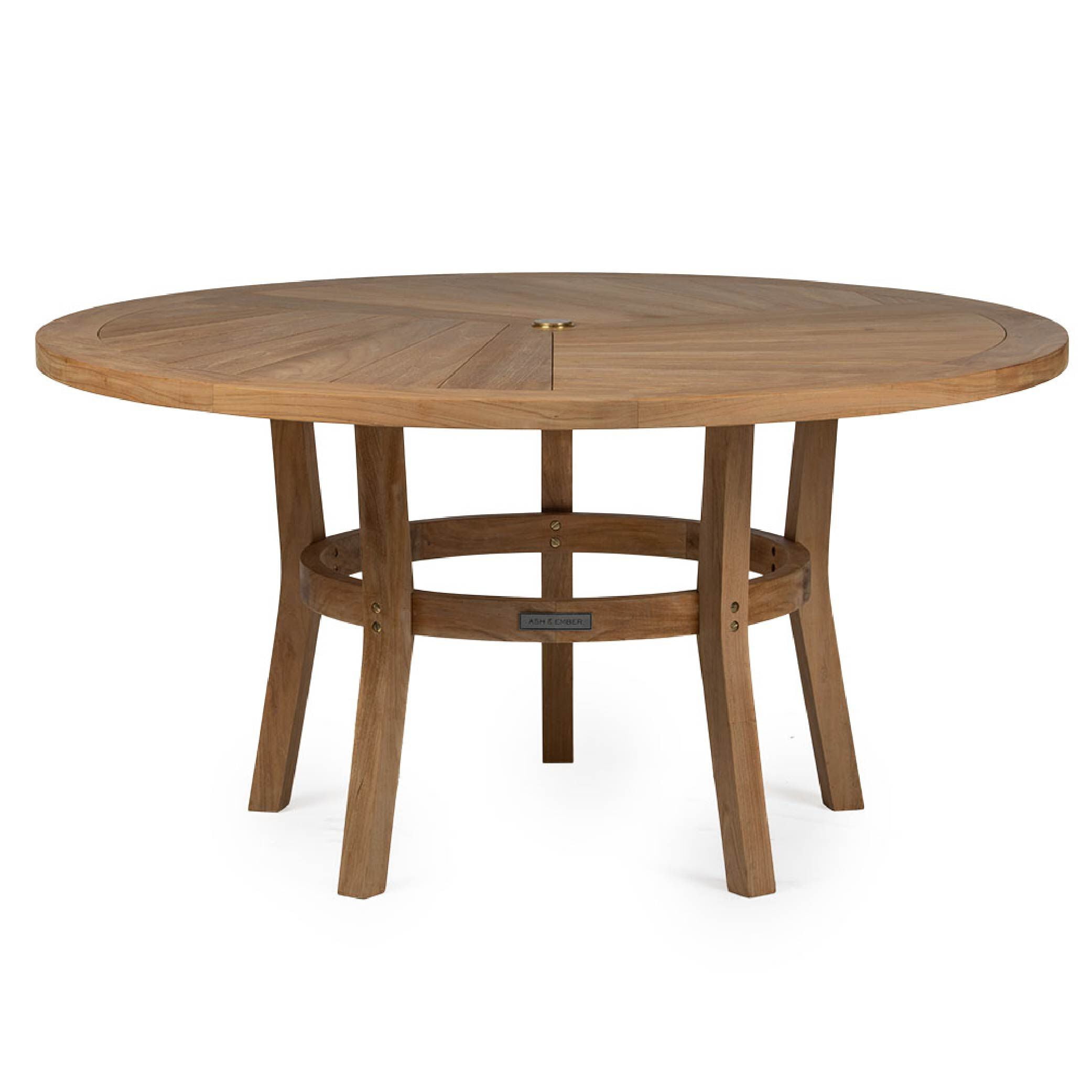 Ash & Ember Grade A Teak 59" Round Dining Table, Indoor Outdoor Solid ...