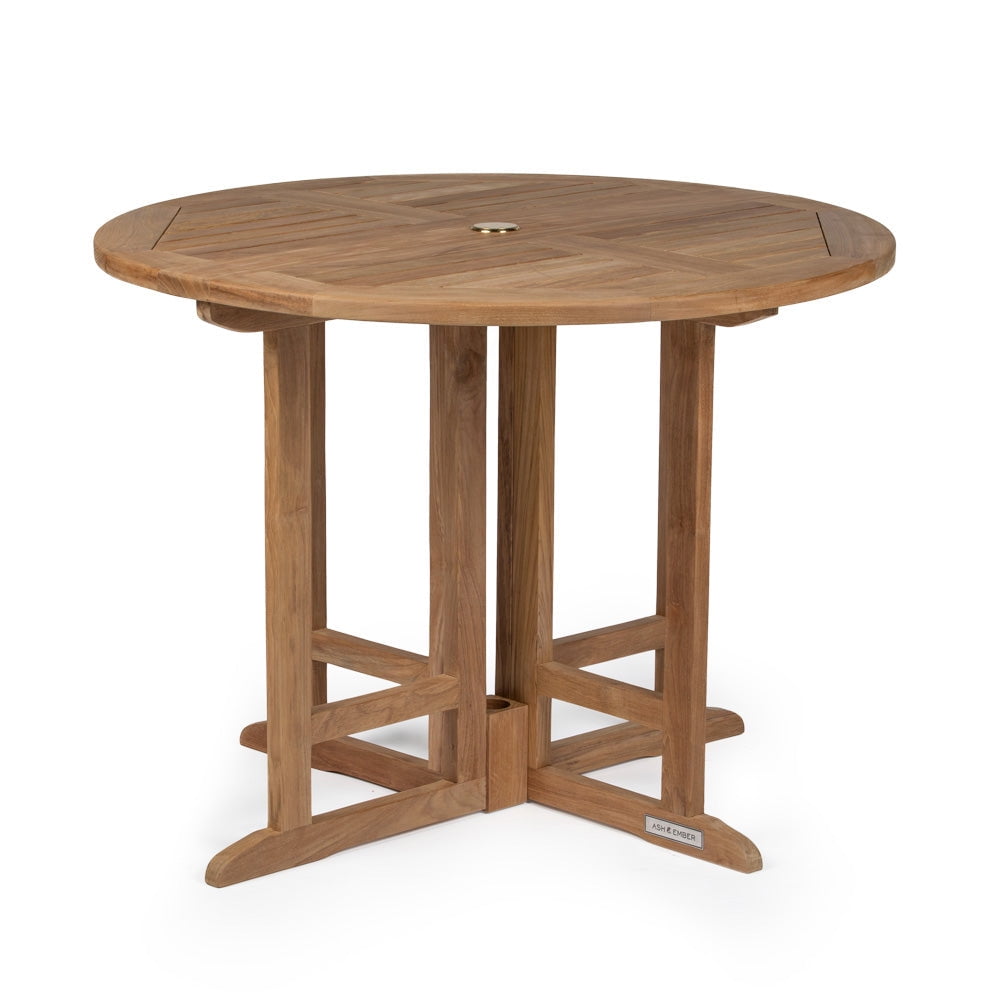Ash & Ember Luna Grade A Teak 39" Round Dining Table, Drop Leaf Design ...
