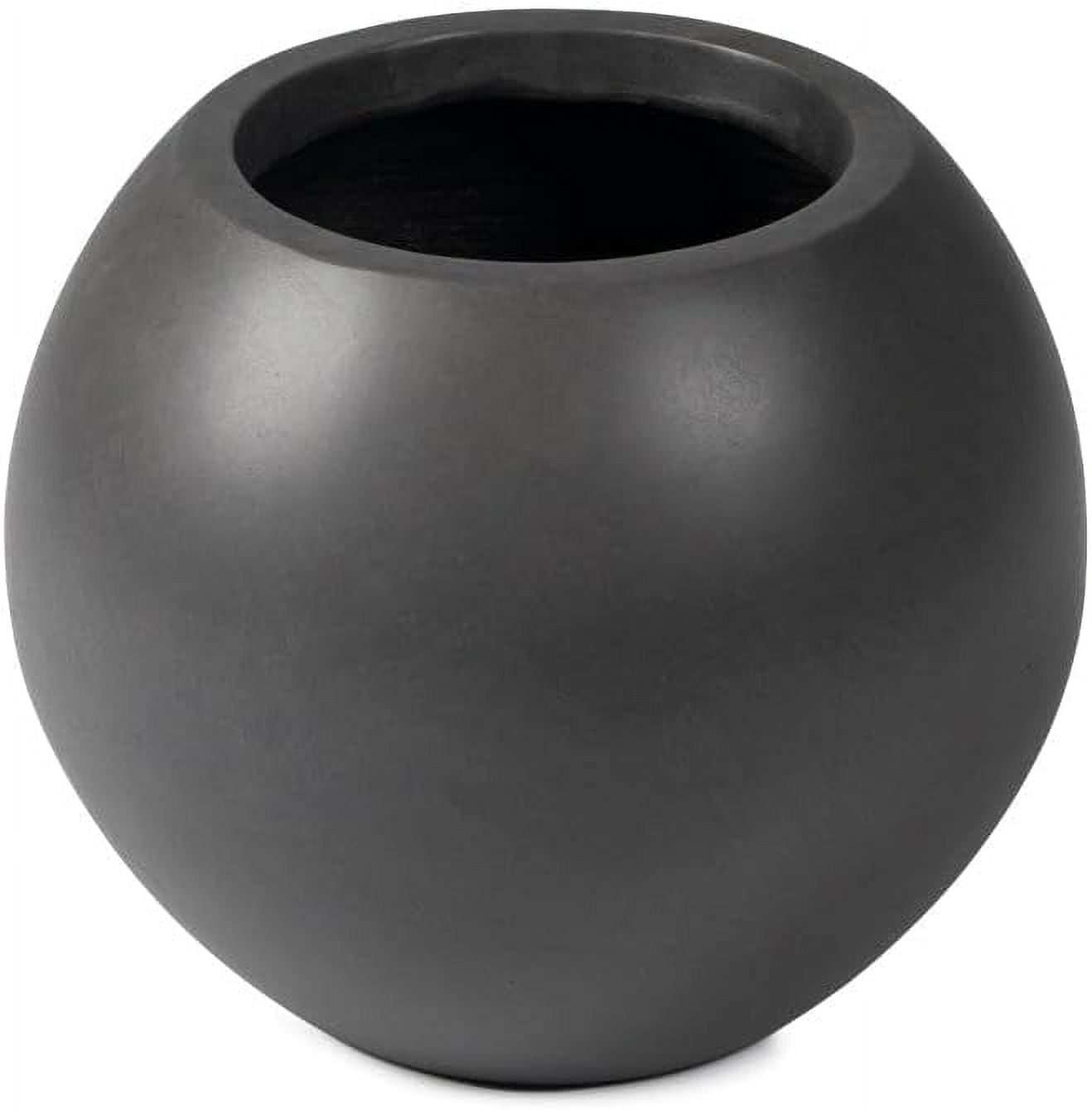 Ash & Ember Onyx 16" D Ceramic Indoor Outdoor Round Sphere Planter ...
