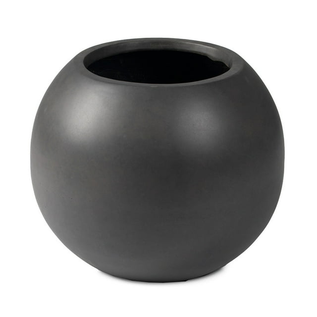Ash & Ember Onyx 24" D Ceramic Indoor Outdoor Round Sphere Planter ...