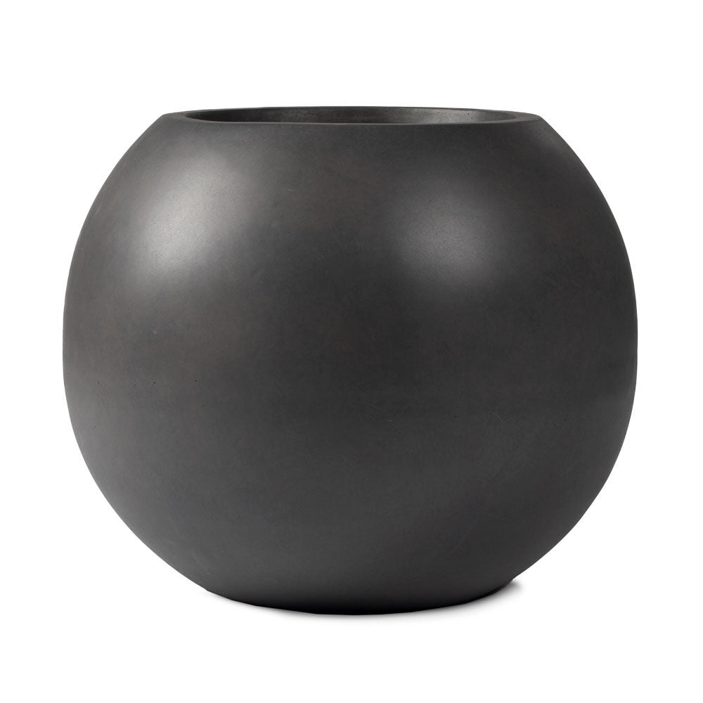 Ash & Ember Onyx 24" D Ceramic Indoor Outdoor Round Sphere Planter ...