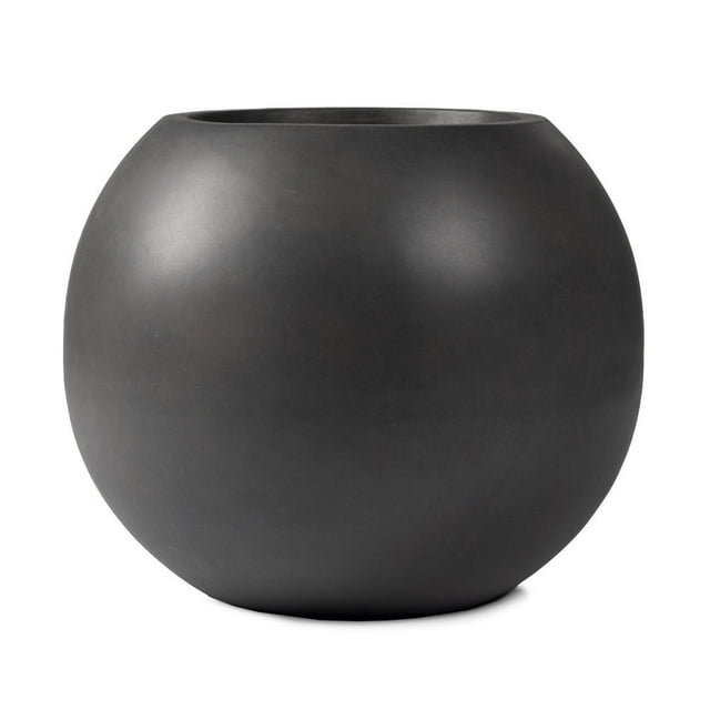 Ash & Ember Onyx 24" D Ceramic Indoor Outdoor Round Sphere Planter ...