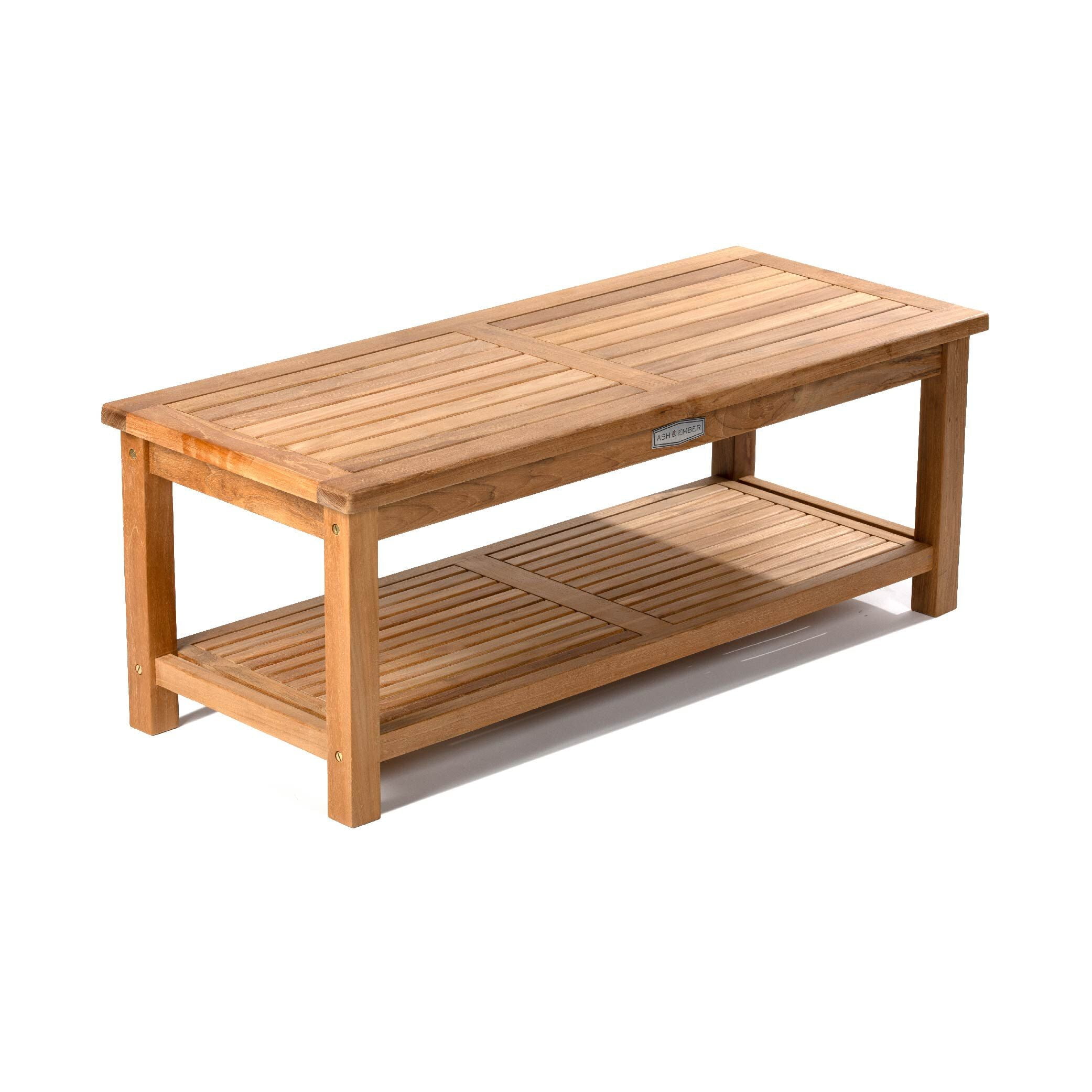 Ash & Ember Sierra Grade A Teak 47" Coffee Table with Shelf, Weather ...