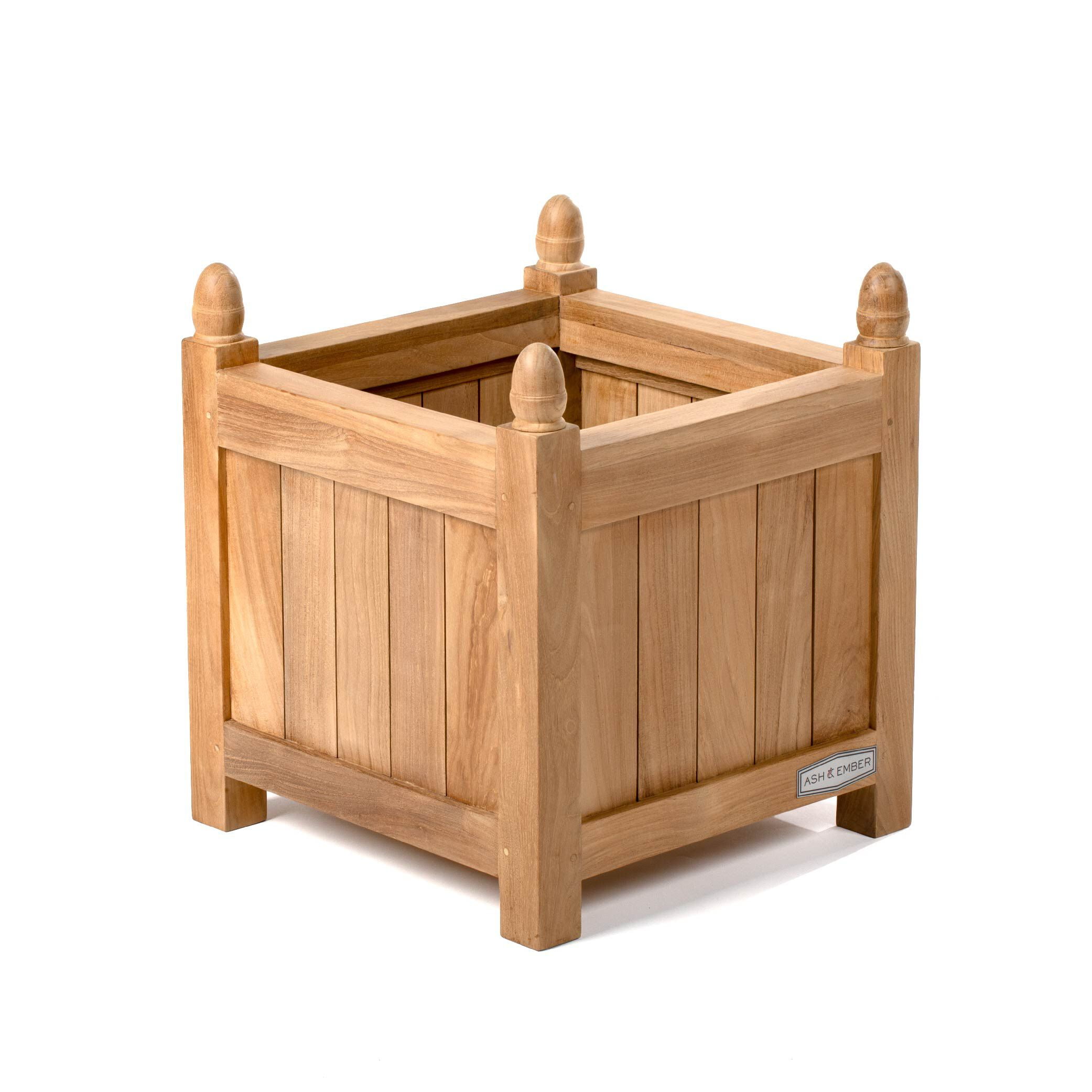 Ash & Ember Solstice Grade A Teak 20in Square Planter Box, Indoor ...