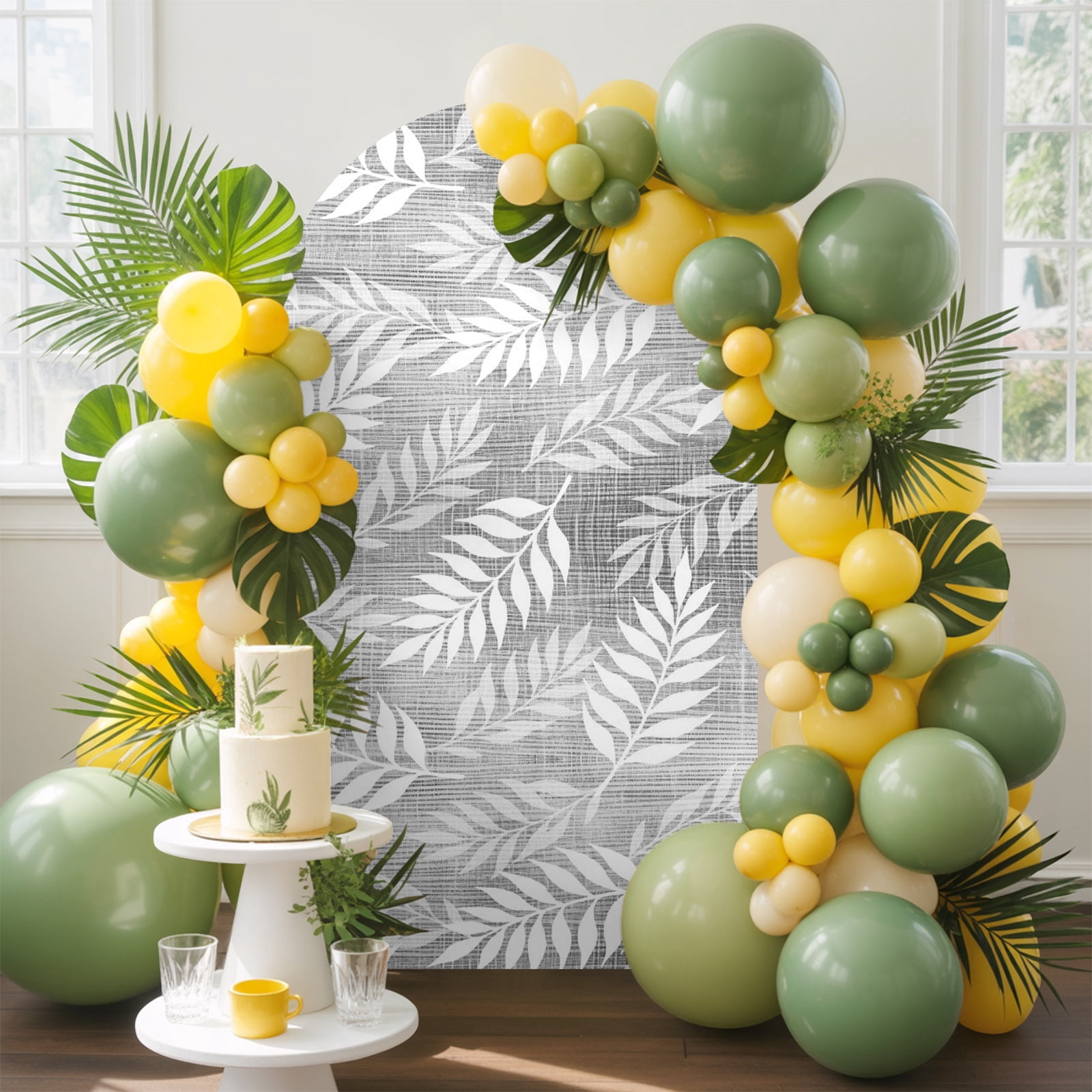Ash Fronds Arch Backdrop Cover 4 FT, Gray Silver Slate Leaf Plant ...