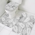 Ash Fronds Bathroom Rugs Set Gray Silver Slate Leaf Plant Canvas Weave ...