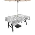 Ash Fronds Rectangle Outdoor Tablecloth with Umbrella Hole Gray Silver ...
