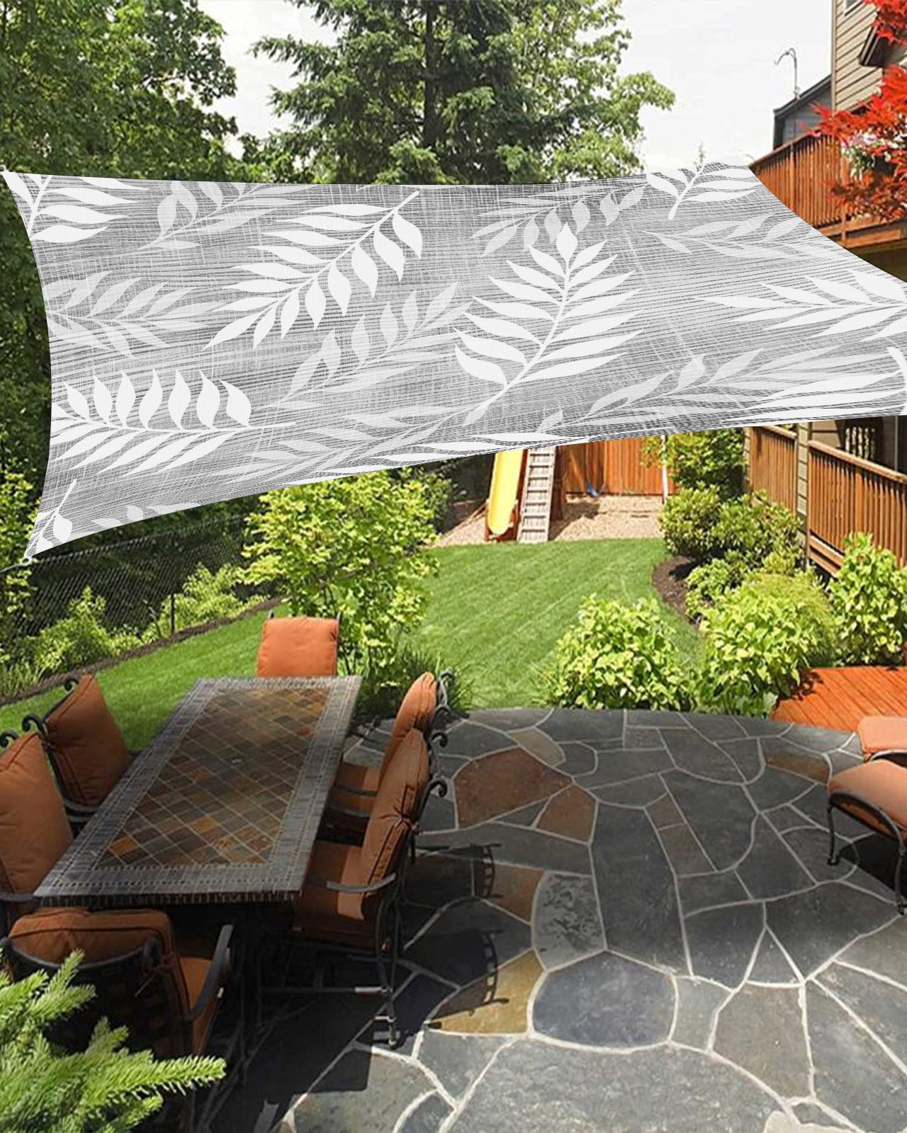 Ash Fronds Sun Shade Sail 12'X16' Gray Silver Slate Leaf Plant Canvas ...
