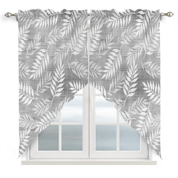 Ash Fronds Swag Curtain Valance for Window 2 Panels Gray Silver Slate ...