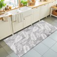 Ash Fronds Washable Runner Rugs 2'x6', Gray Silver Slate Leaf Plant ...