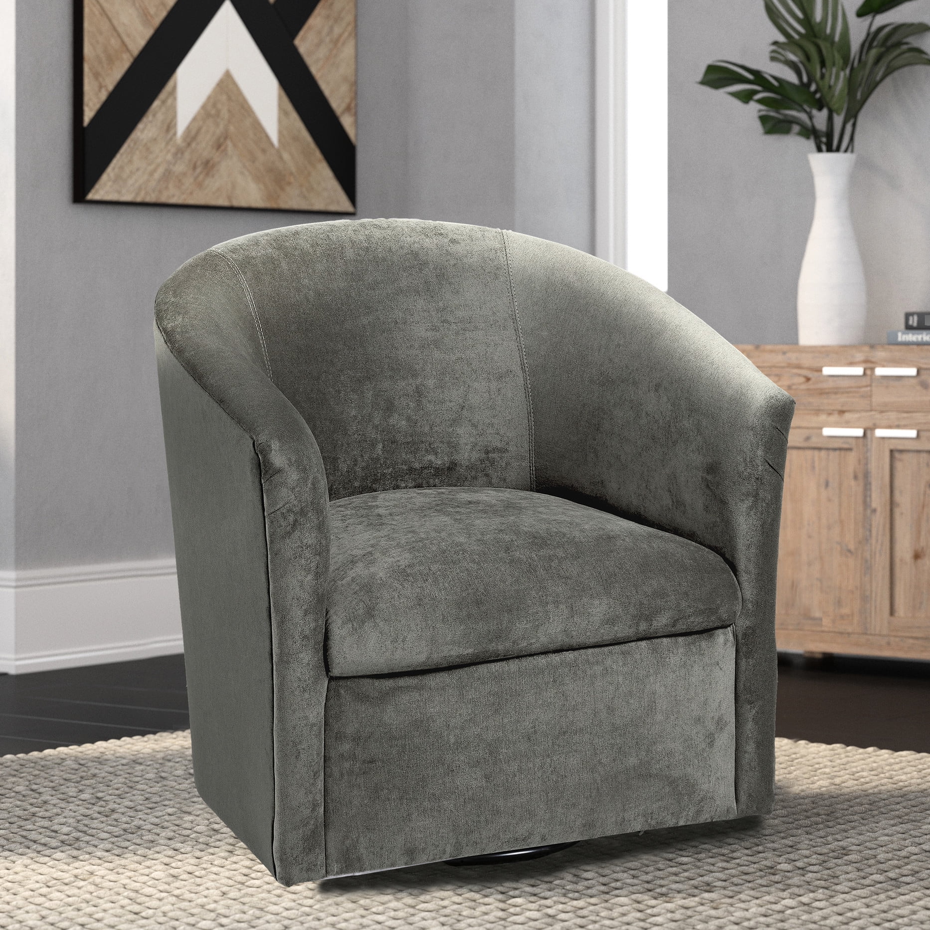 Ash Gray Swivel Chair | Adds Elegance to Rooms with Swivel Base | 100% ...