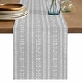Ash Gray Table Runner, Rustic Vertical Dashed Lines Shabby Chic Leaf ...