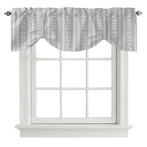 Ash Gray Tie Up Valances Curtain, Rustic Vertical Dashed Lines Shabby ...