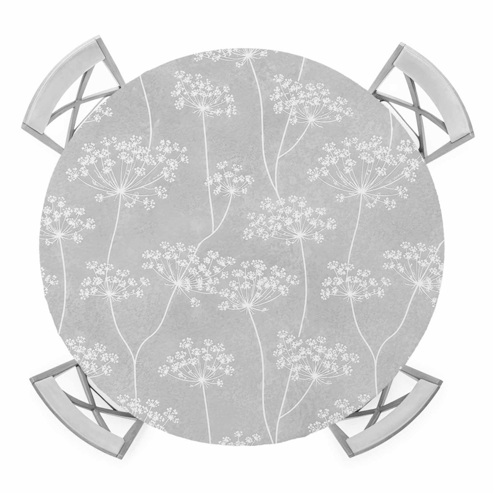 Ash Gray Umbellifer Round Table Cover, Retro Rustic Flora Stems Flower ...