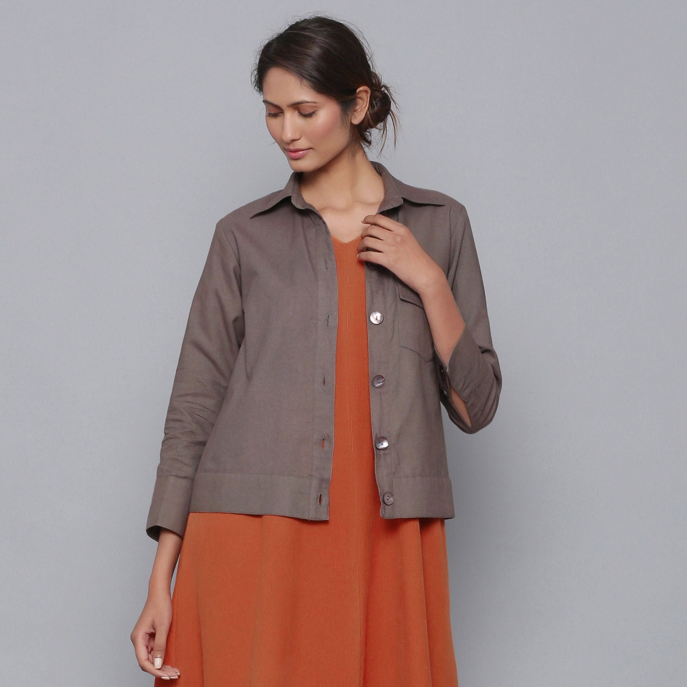 Ash Grey Warm Cotton Flannel Shirt Jacket - Walmart.com