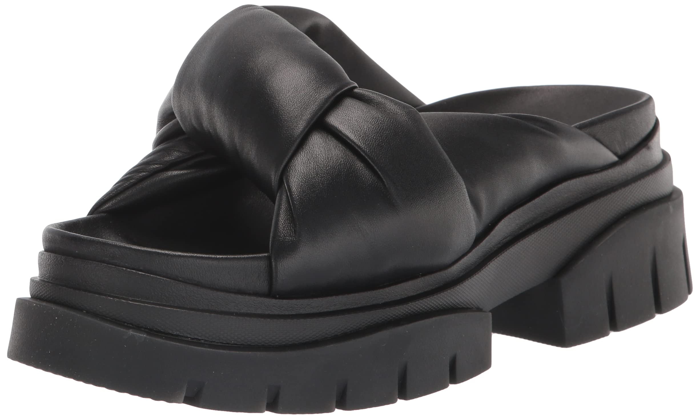 Ash Shilo Black Knotted Strap Slip On Open Squared Toe Block Heel ...