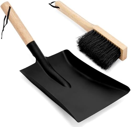 Ash Shovel and Brush Set - Fireplace Tools Set Hearth Indoor Outdoor ...
