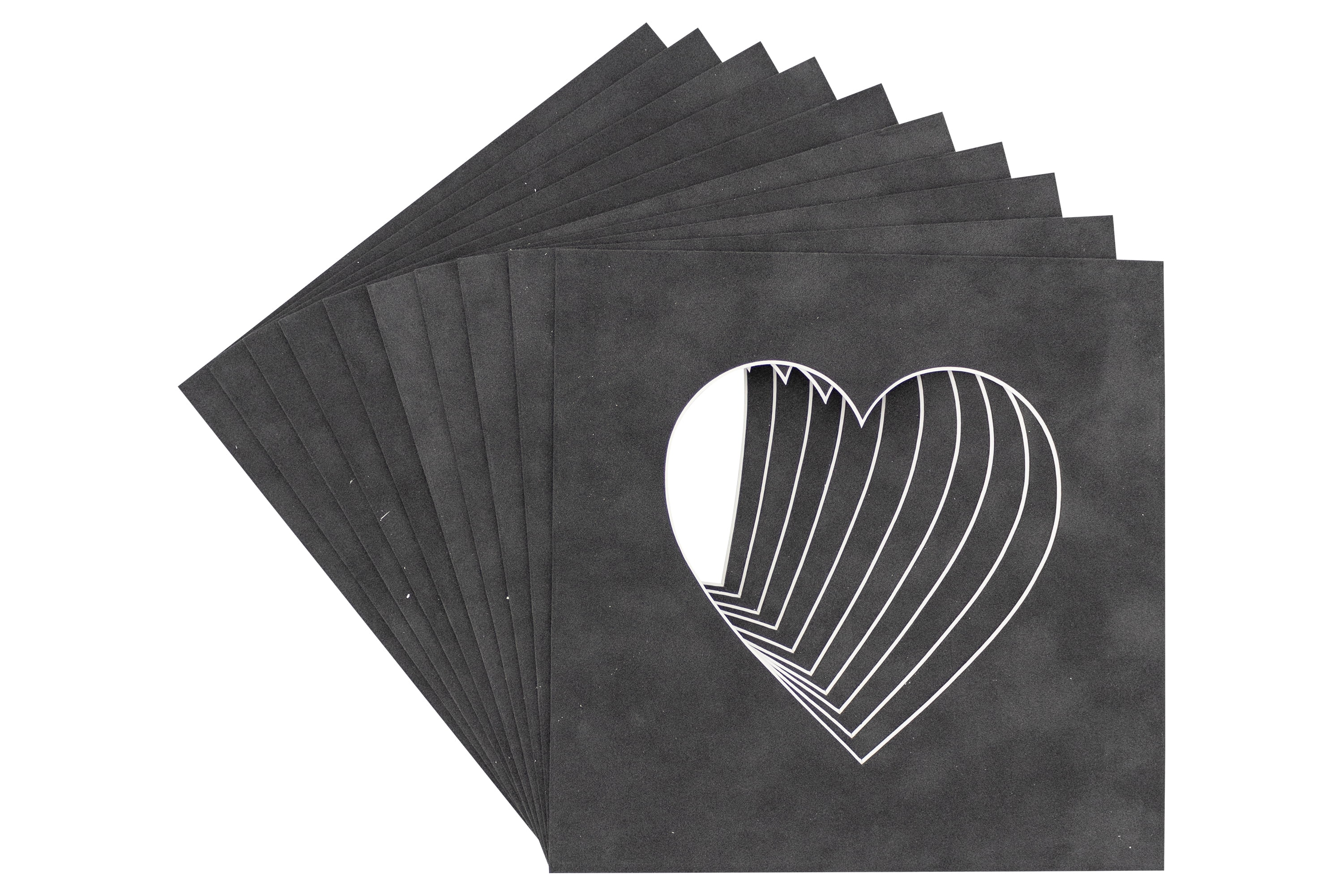 Ash Suede Acid Free 7x7 Heart Picture Frame Mat with White Core Bevel ...