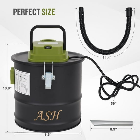 Ash Vacuum Cleaner -2.6 Gallon Fireplace Ash Vac with 800w Powerful ...