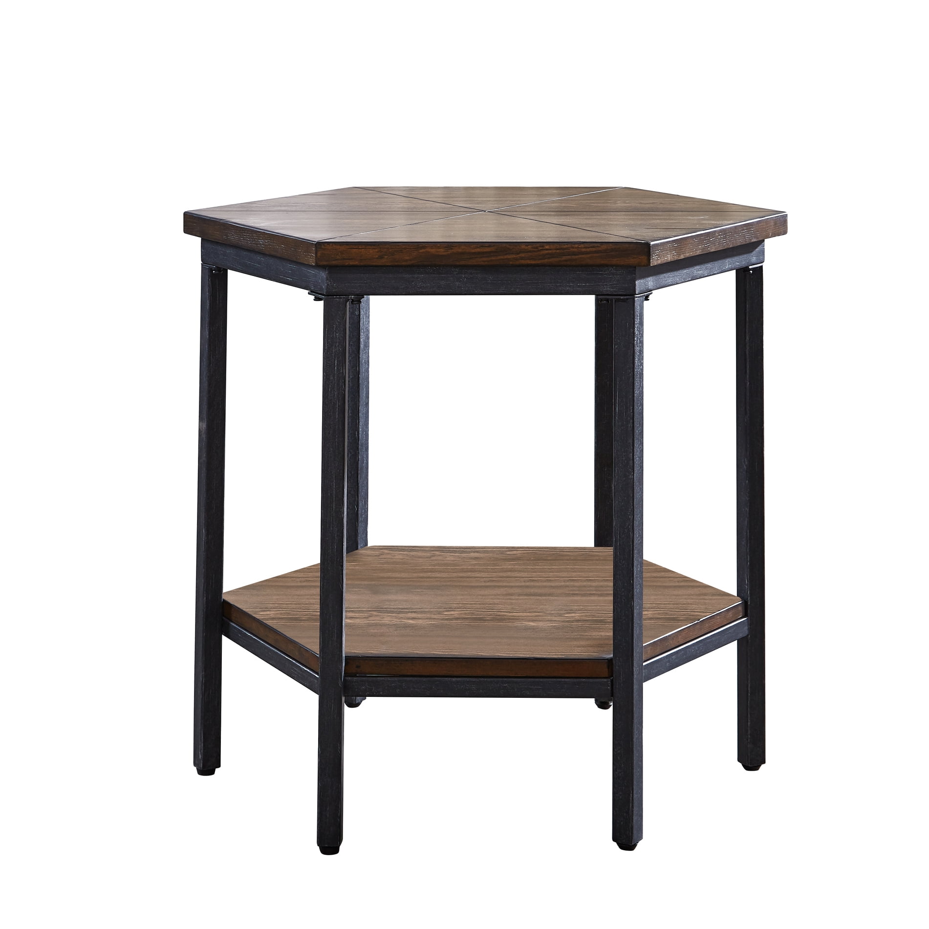 Ash Veneers Hexagon End Table, Brown Color, Iron, 24" Square, 30lbs ...
