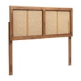 Ash Walnut Finished Queen Headboard with Synthetic Rattan and ...