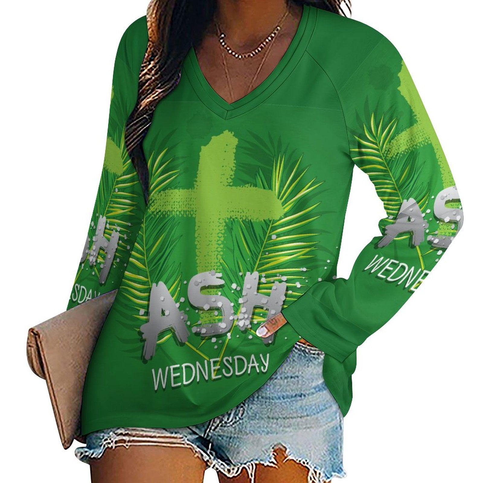Ash Wednesday Women's Long Sleeve Shirts Casual V Neck Tops for Women ...