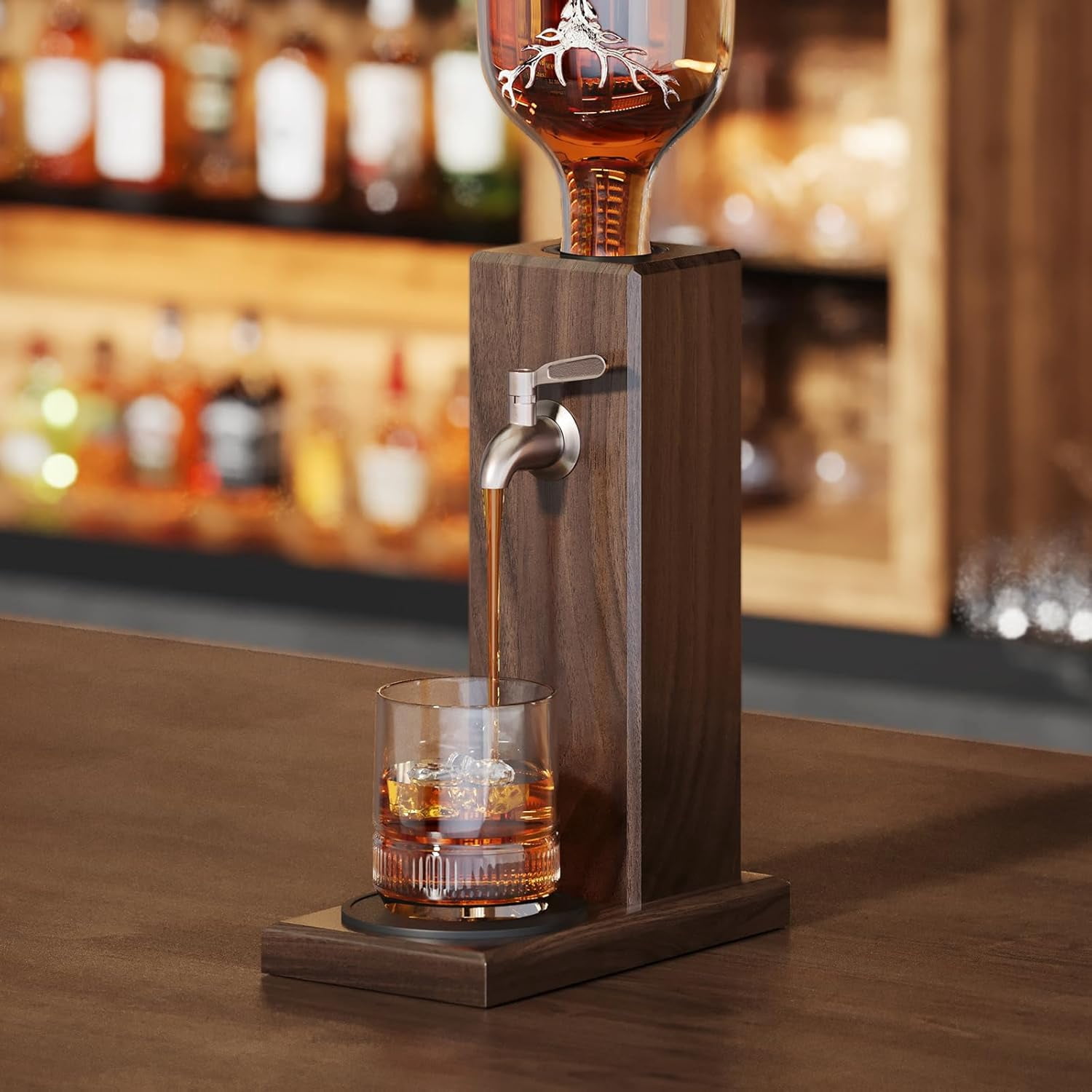 Ash Wood Whiskey Liquor Dispenser for Home Bar, Leakproof Alcohol ...