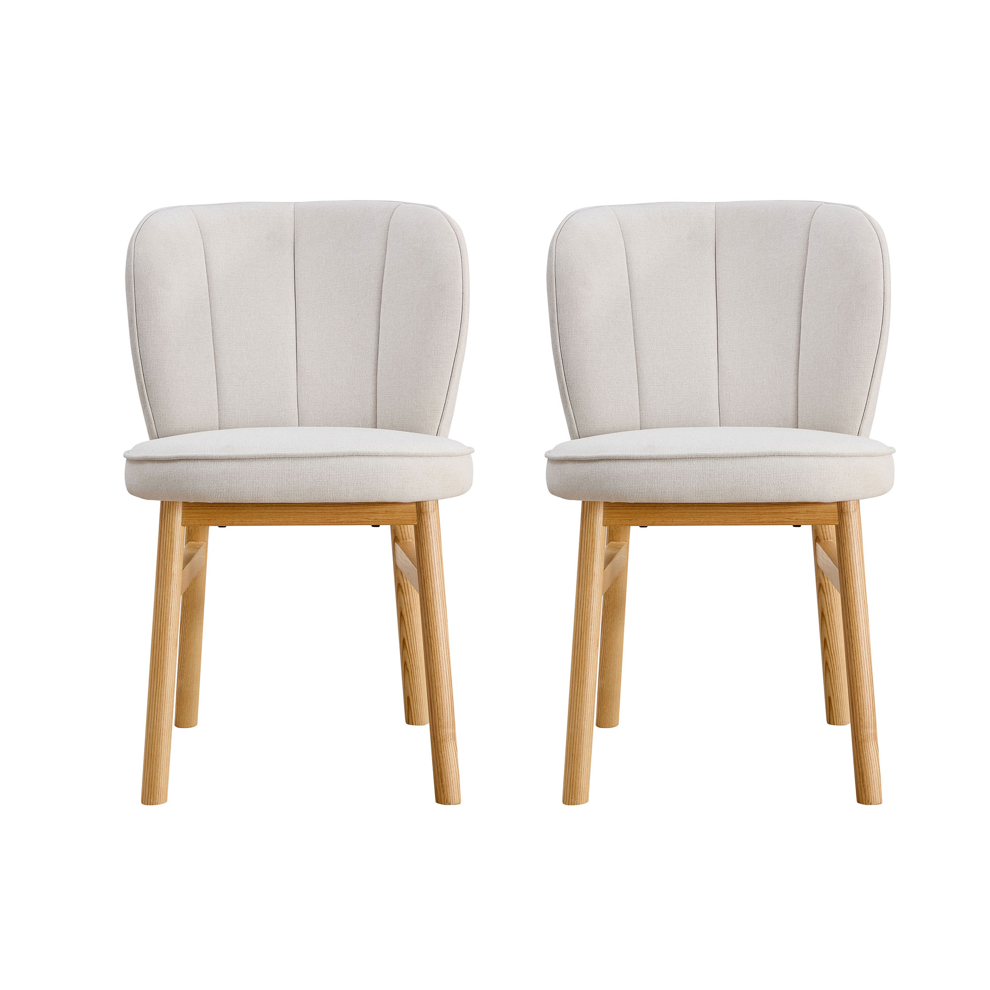 Ash Wooden Frame Upholstered Shell Dining Chairs Set Of 2,Modern ...