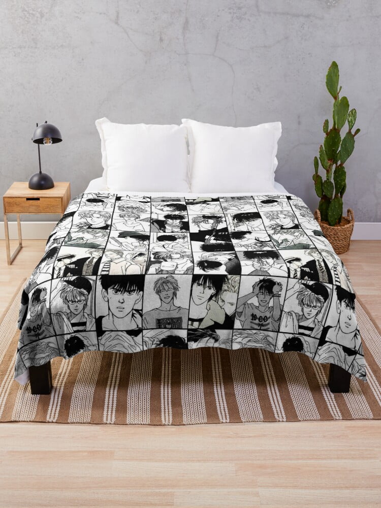 Ash and Eiji- collage black and white version manga panels Throw ...