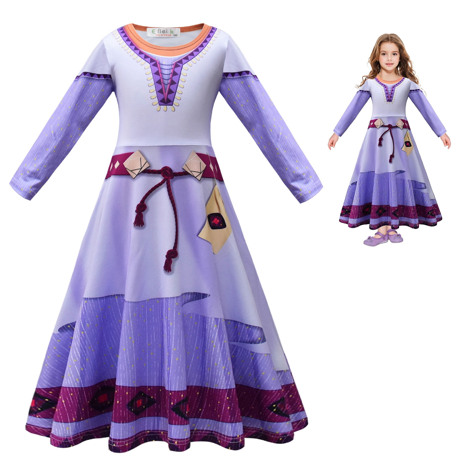 Asha Cosplay Costume Dress for Girls Long Sleeves Christmas Outfits ...