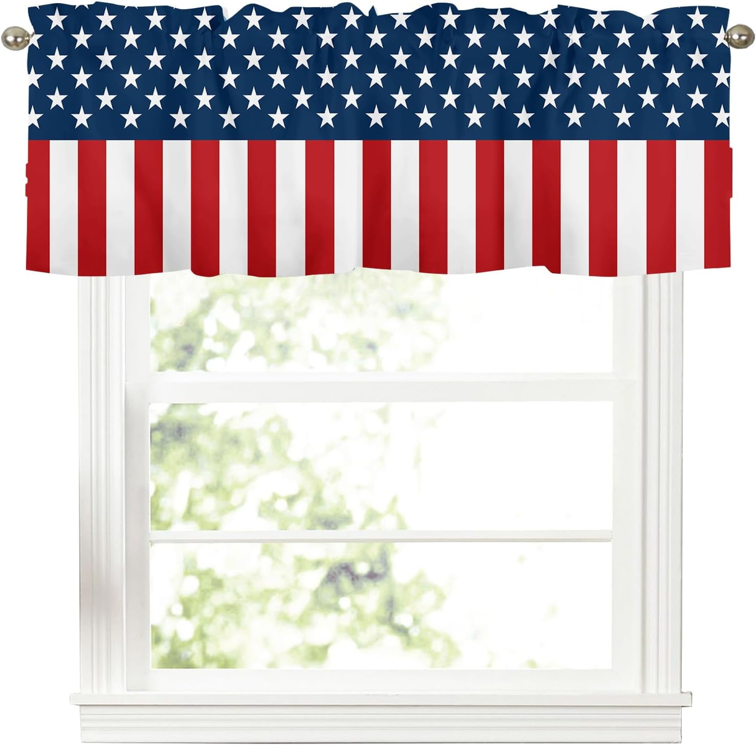 AshasdS 4th of July Kitchen Curtains Valances for Windows Blue Red ...