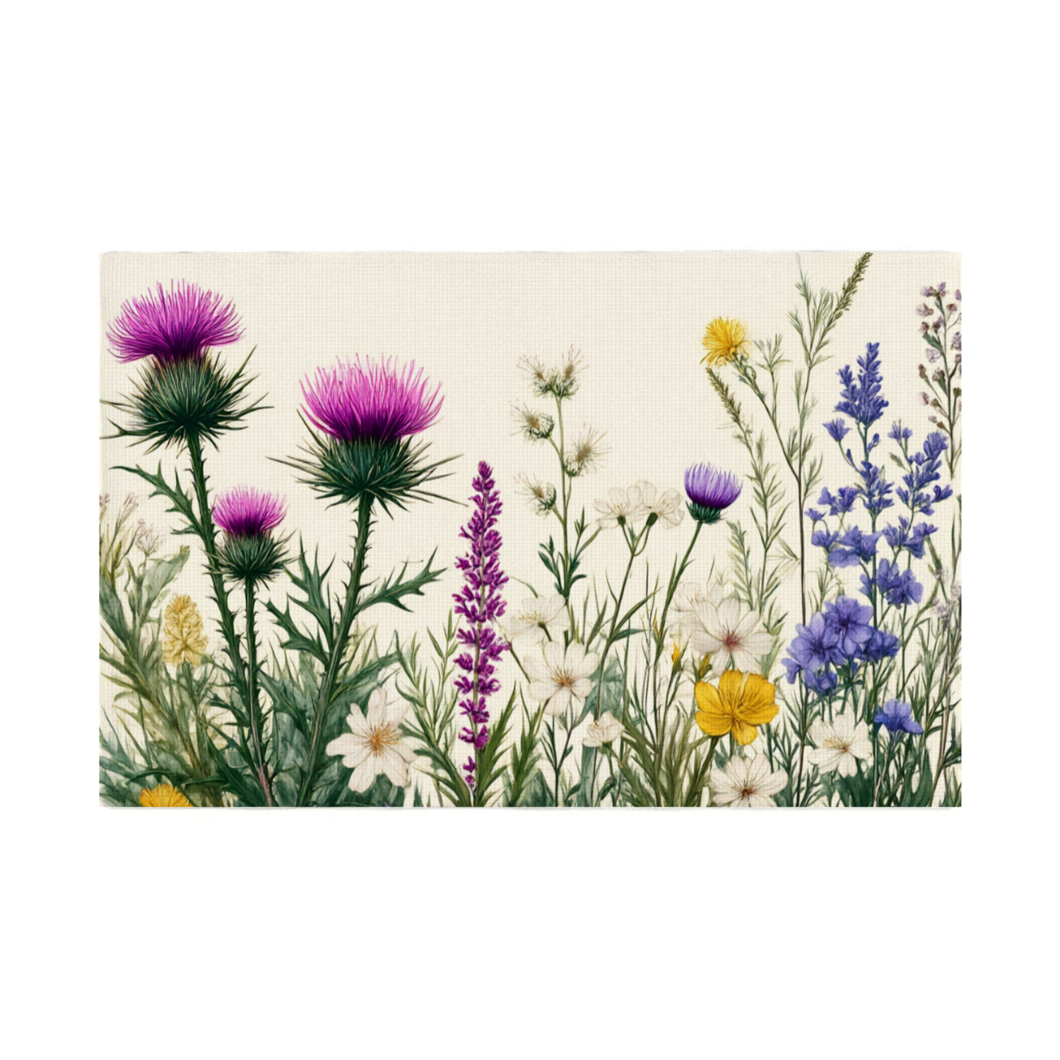 AshasdS Wildflower Garden Linen Table Mats Set of 4 12x18 inch for ...