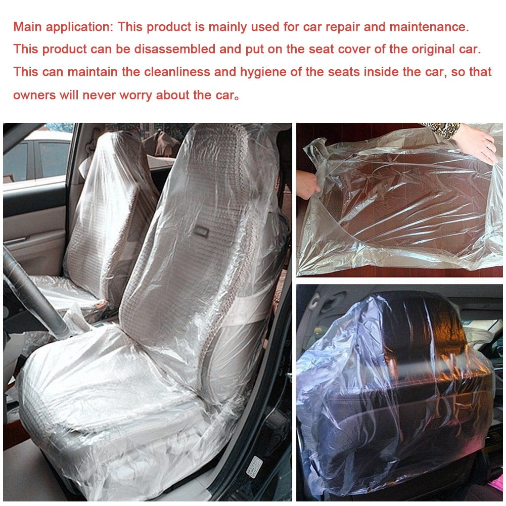 Ashata 100pcs Disposable Plastic Car Seat Covers Protectors Mechanic ...