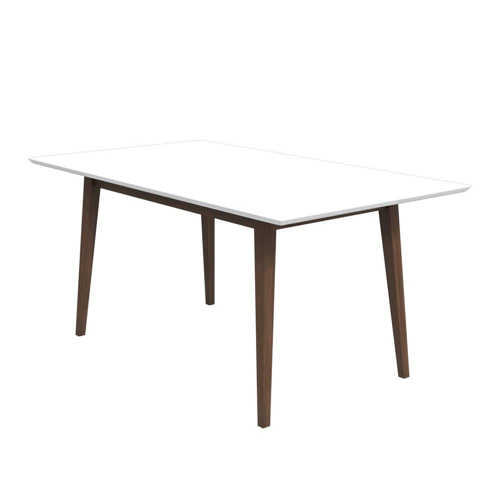 Ashcroft Avalanche Solid Wood 63" Rectangular Dining Table in Walnut/White Top - Walmart.com