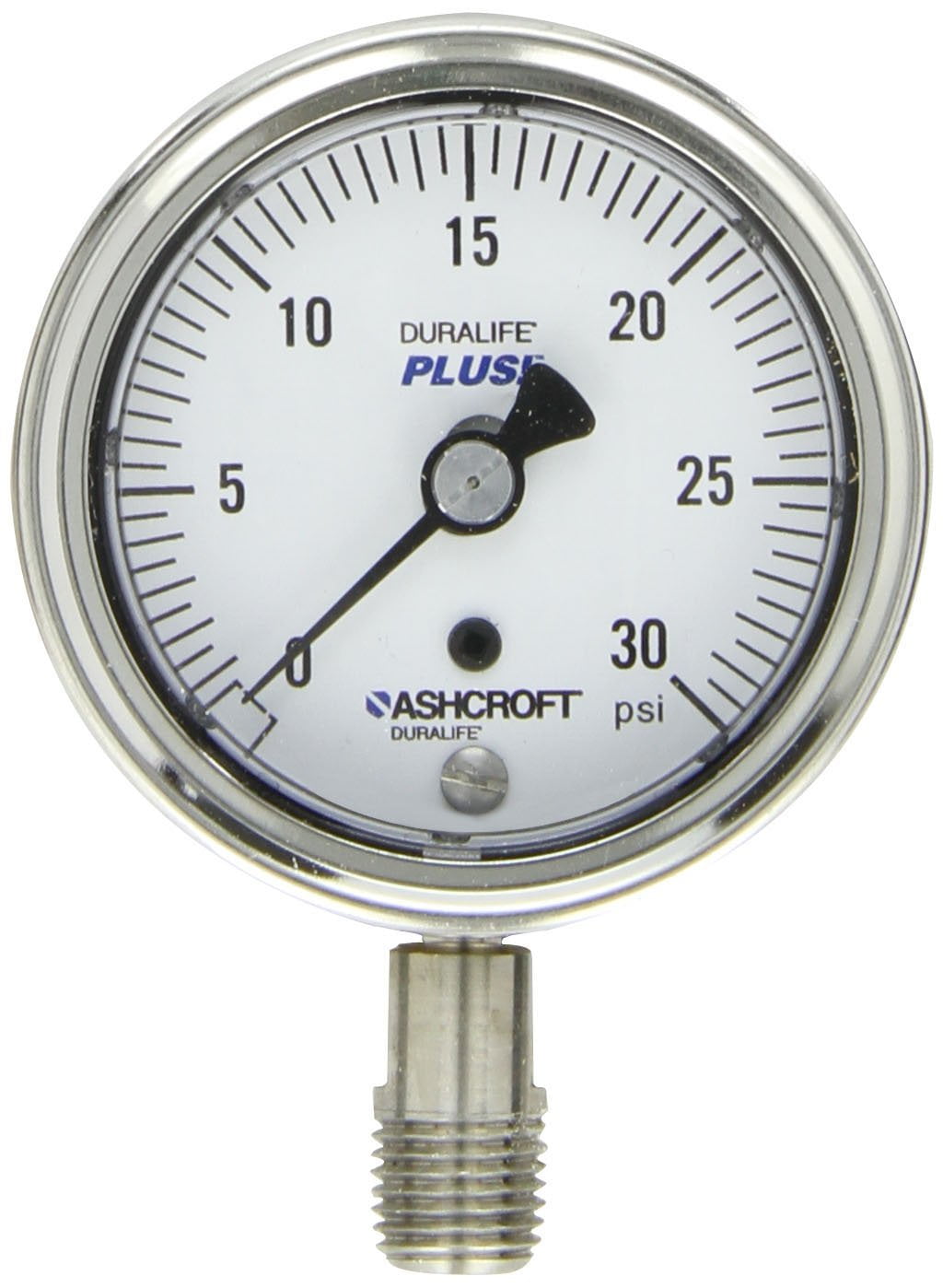 Ashcroft Duralife Type 1009SW Stainless Steel Pressure Gauge, 1/4" NPT ...