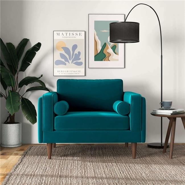 Ashcroft Furniture Amber Velvet Lounge Chair, Teal - Walmart.com